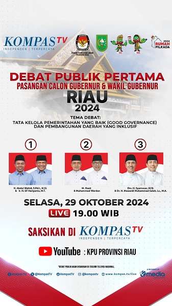Ada Perubahan Jadwal Debat Paslon Gubernur Riau, Catat Tanggalnya